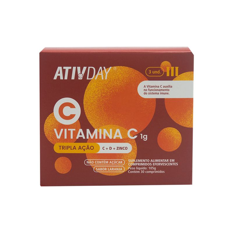 Ativday Vitamina C Tripla Ação Com 30 Comprimidos