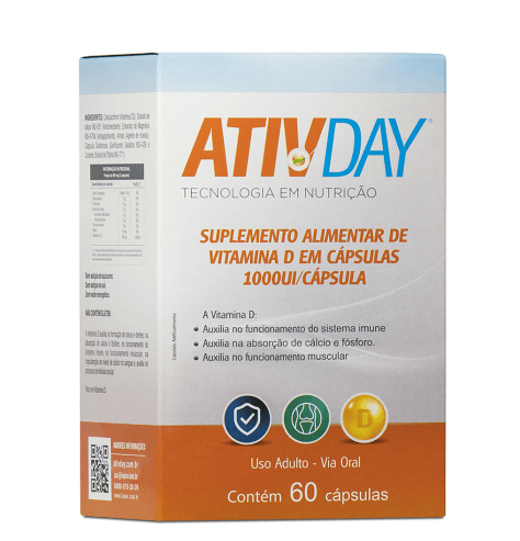 Ativday Vitamina D3 1000ui Com 60 Cápsulas