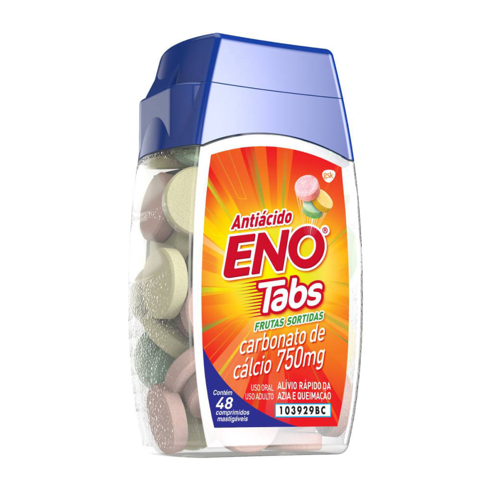 ENO Tabs Sabor Sortido Antiácido para Azia e Má Digestão Frasco com 48 ...