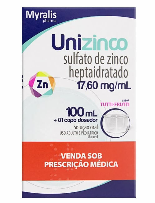 Unizinco 17,6mg Solução Oral 100ml Myrallis
