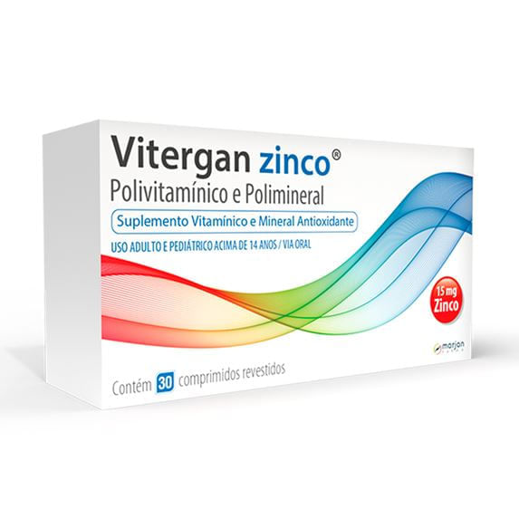 Vitergan Zinco 15mg com 30 comprimidos