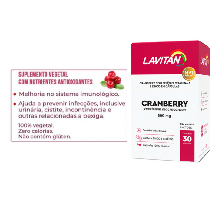 Lavitan Cranberry 500mg com 30 capsulas